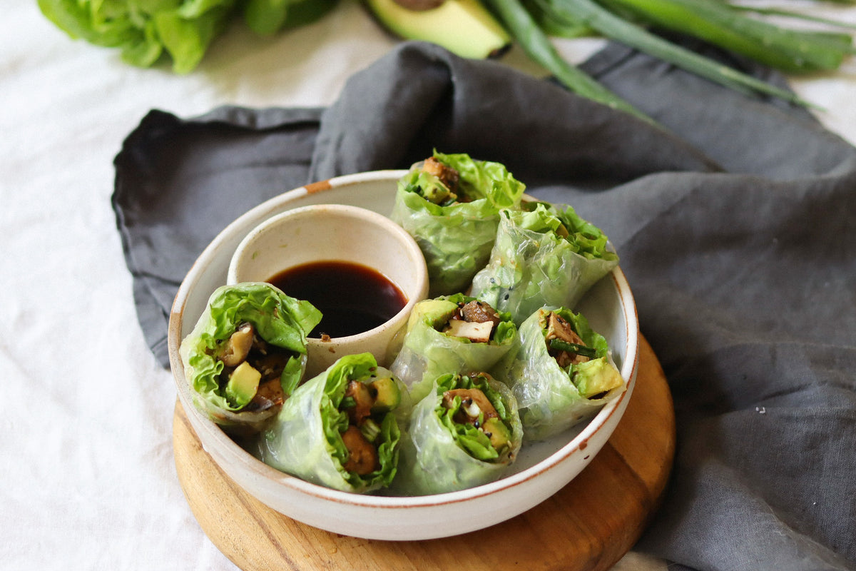 SUMMER RECIPE: MISO EGGPLANT & TOFU RICE PAPER ROLLS – Prae Wellness