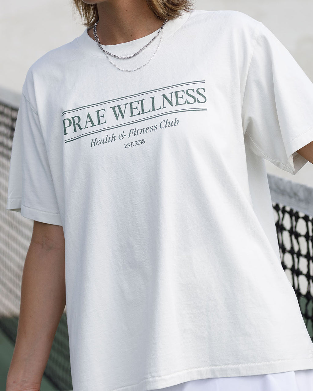 Health & Fitness Club T-Shirt – Cream / Green – Prae Wellness