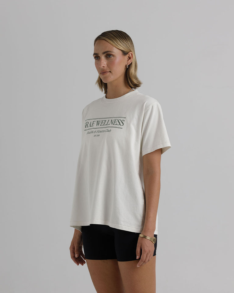 Health & Fitness Club T-Shirt – Cream / Green – Prae Wellness