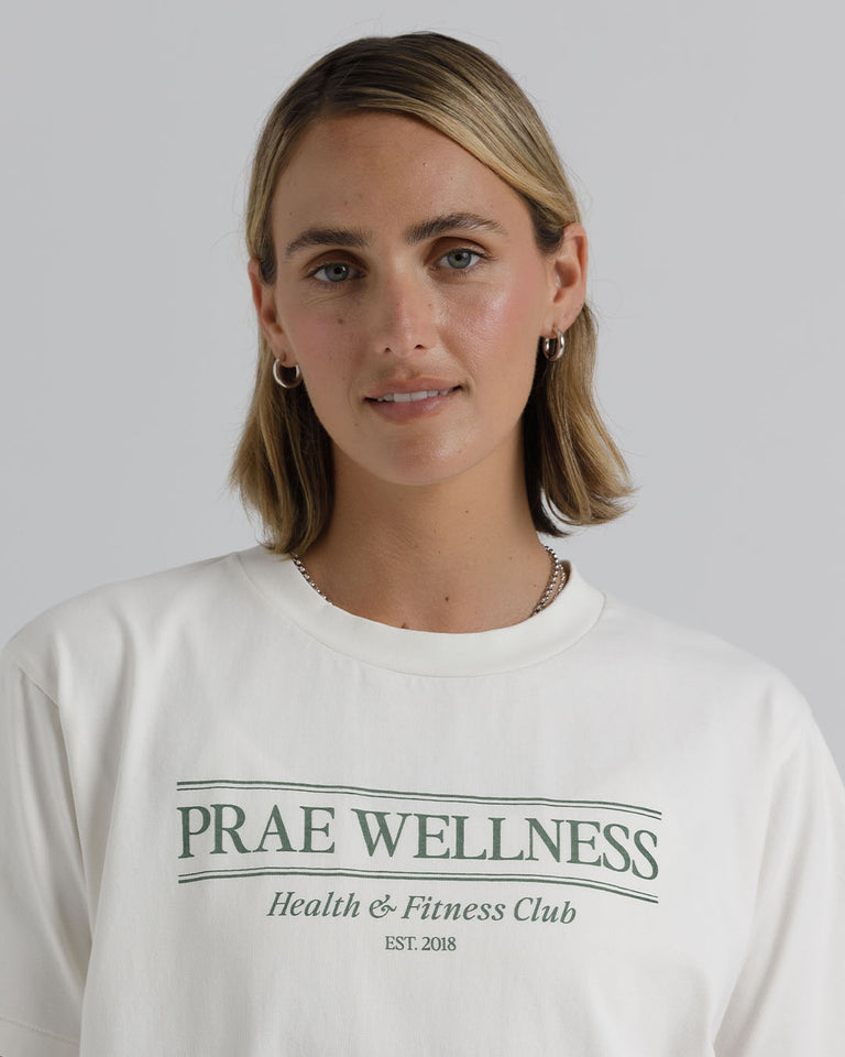 Health & Fitness Club T-Shirt – Cream / Green – Prae Wellness